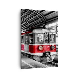 Arttor Bilder auf Leinwand 70x100cm Leinwandbild mit Rahmen Bahn Bahnhof Zug Transport Groß Wanddeko Bild Schlafzimmer Küche Deko Wandbilder Dekoration Wohnz