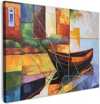 MuchoWow © Impression sur Toile Photo Peinture 80x60 cm Tableau Decoration Murale Chambre Salon Maison Deco Cuisine Abstrait - Art - Bateau - Couleurs