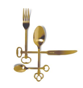Seletti Vorratsdose keytlery 6-Place Besteck Set, 18/0 Edelstahl galvanisch, Gold, Set von 24