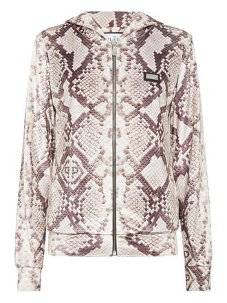 Philipp Plein hoodie zippé à fleurs - Tons neutres