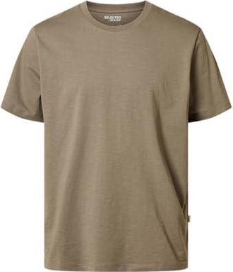 Selected SELETED HOMME Slhaspen Slub SS O-Neck T-Shirt Noos, Vétiver