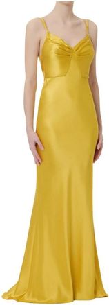 Elisabetta Franchi Femme, Robes, Jaune, Taille: 38 FR Robe de Soir&eacute;e Tapis Rouge en Satin