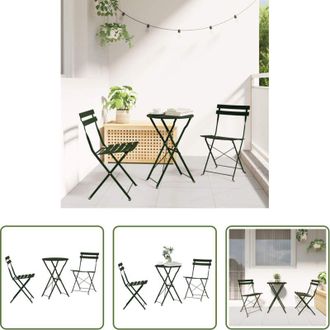 vidaXL vidaXL Gartenm&ouml;bel - Klapp Bistro Set 3 pcs Wald Stahl