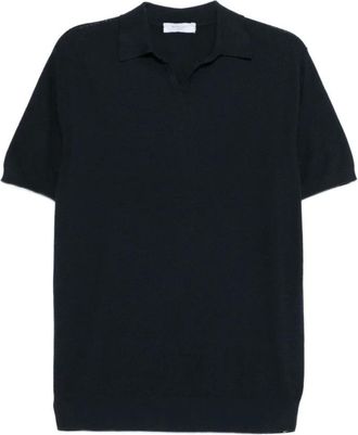 Boglioli Homme, Tops, Bleu, Taille: XL Polo &agrave; Manches Courtes en Coton Jacquard