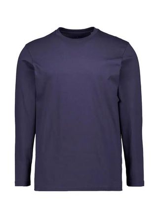 Ragman Herren Longsleeve blau Baumwolle