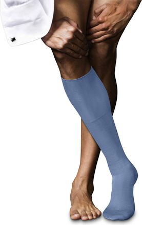 Falke Herren Kniestrümpfe No. 6 M Kh Wolle Seide lang einfarbig 1 Paar, Blau Airy Blue 6707, 39-40