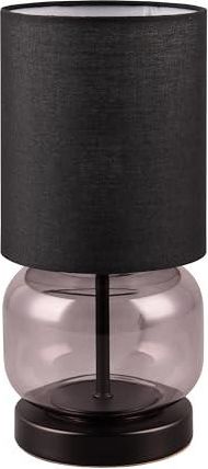 Trio Leuchten Tischleuchte Elio 517800154, Metall Schwarz matt, Glas rauchfarbig, Schirm Stoff Schwarz, exkl. 1x E27
