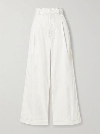 Kika Vargas Pantalon Large En Tissu À Plis Olympe - Blanc