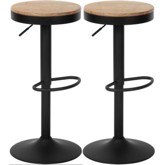 Clp Ensemble de 2 tabourets de bar Pitas en orme Nature