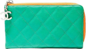 Chanel portefeuille matelassé à logo (2008-2009) - Vert