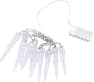 NUOBESTY Eiszapfen Lichterkette LED 10 St&uuml;ck Warmwei&szlig; 1,5m Batteriebetrieben f&uuml;r Karaoke und Parks Flexibles Design f&uuml;r Innen und Au&szlig;en