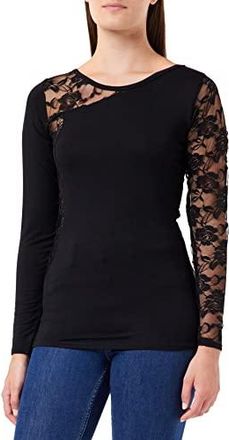 Spiral Direct Gothic Elegance-Lace One Shoulder Top Shirt À Manches Longues, Noir (Black 001), 52 (Taille Fabricant: XX-Large) Femme