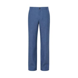 120% Lino Homme, Pantalons, Bleu, Taille: M Chinos