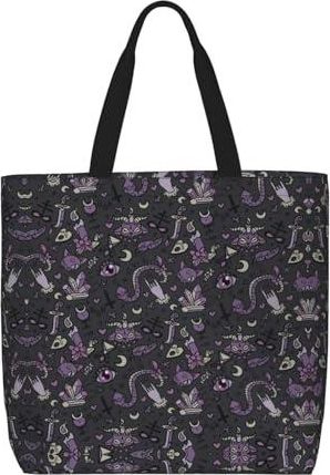 Generic Violet Noir Gothique Effrayant Sac Fourre Tout Pliable Tote Bag Imperm&eacute;able Sac A Main Femmes Pour Travail Voyage Shopping