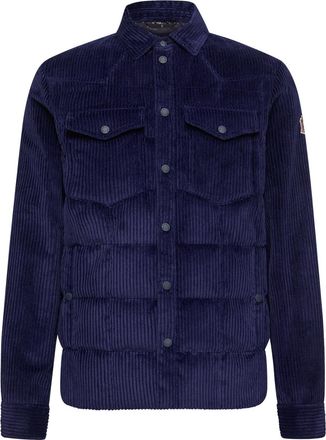Moncler Moncler Gelt Corduroy Down Shirt Jacket, Men, Blue, Size: 0