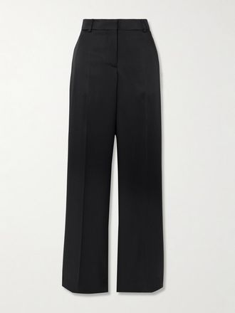 Stella McCartney Hose Mit Weitem Bein Aus Satin - Schwarz