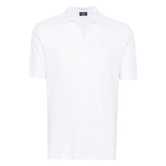 Barba Homme, Tops, Blanc, Taille: 3XL Polo en Lin Boutonn&eacute;