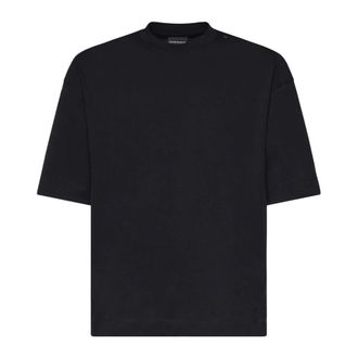 Emporio Armani Homme, Tops, Noir, Taille: 2XL T-shirt oversize avec broderie micro aigle