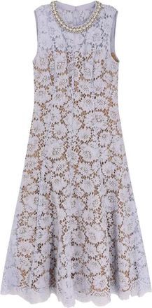 Self Portrait Femme, Robes, Bleu, Taille: 36 FR Robe midi en dentelle avec d&eacute;tails bijoux