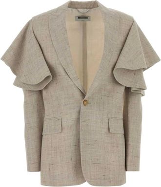 Moschino Femme, Vestes, Beige, Taille: 36 FR Melange Jersey Blazer