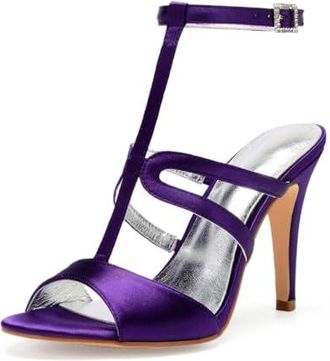 Generic Chaussure De Mariée Femmes Talons Hauts Élégante Stylet Talons Sandales Heels Chaussure Mariage Dress Fête 10.5Cm,Dark Purple,36 EU