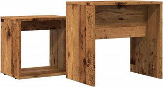 Generic Couchtisch-Set, 2-teiliges Nesting-Design mit Offenem Staufach f&uuml;r den Modernen Einsatz Im Wohnzimmer, Schlafzimmer oder B&uuml;ro (Altes Holz)