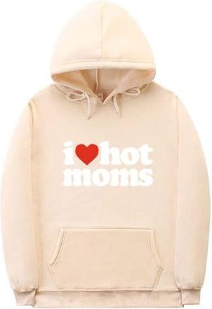 Generic Sweat a Capuche Homme Hooded Sweatshirt Sweatshirt Hommes et Femmes Imprim&eacute; I Love Hot Moms pour Automne et Hiver, Sweatshirts et Vestes avec Base Fil