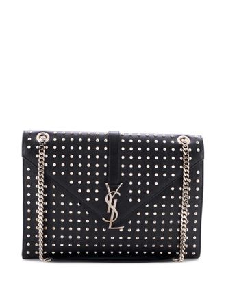 Saint Laurent Classic Monogram Envelope Satchel Studded Leather Large shoulder bag - Schwarz