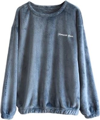 Generic Chemise de nuit en flanelle douce, haut confortable &agrave; manches longues pour les nuits froides, pull de nuit avec coupe d&eacute;contract&eacute;e, chemise de pyjama 