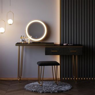 Vicco Schminktisch Schwarz Zoey 120x76x37 cm - Frisiertisch, setzt EIN modernes Statement im Raum