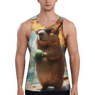 Generic D&eacute;bardeur respirant &agrave; s&eacute;chage rapide sans manches pour homme pour entra&icirc;nement &agrave; la plage S &agrave; 4XL, Adorable Capybara 8, 3XL