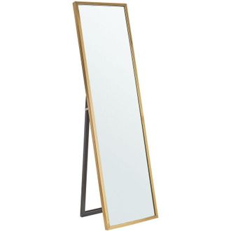 Beliani Beliani - Miroir sur Pied Rectangulaire Cadre en Synth&eacute;tique et Verre Dor&eacute; 40 x 140 cm pour Chambre ou Salon