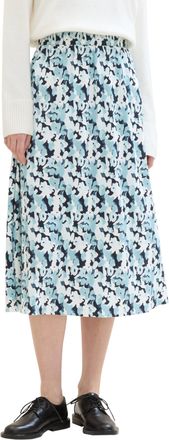 Tom Tailor Damen Midi Plissee Rock mit Print, blue small floral design, 40