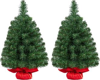 Yaheetech 2 Stück Weihnachtsbaum 60cm Tannenbaum mit Ständer für Weihnachten-Dekoration künstlich Schnellaufbau