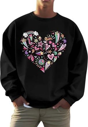 Generic 2026 Sweat-shirt d&eacute;contract&eacute; &agrave; col rond pour homme et femme Motif lettres imprim&eacute;es, Noir, 3XL