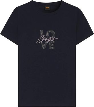 HUGO BOSS Femme, Tops, Bleu, Taille: 40 FR T-shirt Logo Innovant pour Femmes