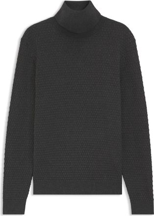 HUGO BOSS Herren Smattor Strukturierter Strick-Rollkragenpullover aus Baumwolle Dunkelgrau XXL