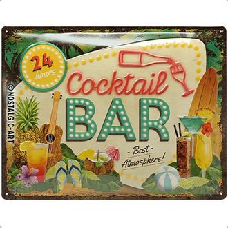 Nostalgic Art Retro Blechschild, 30 x 40 cm, Cocktail Bar - Geschenk-Idee als Bar-Zubehör, aus Metall, Vintage Design, Blechschilder Sprüche