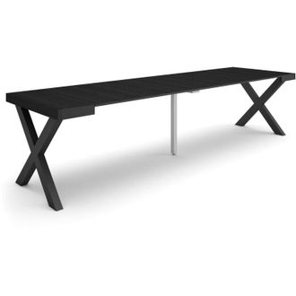 Skraut Home Ausziehbarertisch, Multifunktionaler ausziehbarer, 300, F&uuml;r 14 G&auml;ste, Massivholz Beine, Moderner Stil, Schwarz - Skraut Home