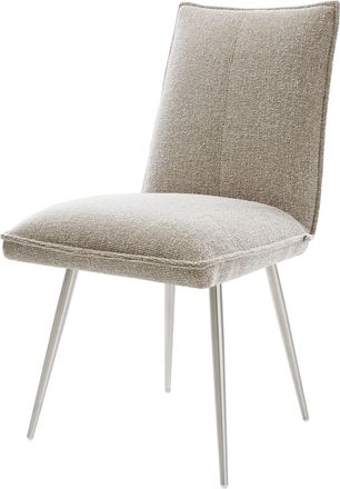DELIFE Polsterstuhl Lelio-Flex 4-Fu&szlig; konisch Edelstahl Webstoff Soft Beige Taschenfederkern