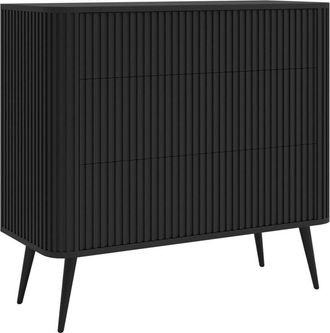 Selsey Selsey Ovarlo - Kommode mit 3 Schubladen, Schwarz mit Metallbeinen, 93 cm