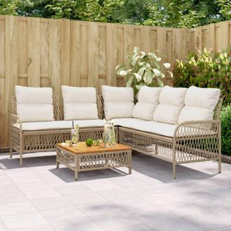 vidaXL Vidaxl - Salon de jardin avec coussins 2 pcs beige r&eacute;sine tress&eacute;e