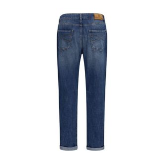 Brunello Cucinelli Mens Blue Cotton Straight-Leg Jeans Clothing