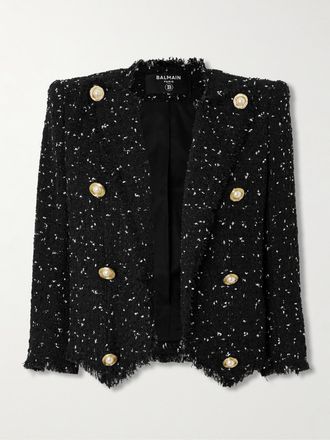 Balmain Blazer En Tweed Effil&eacute; &Agrave; Sequins Spencer - Noir