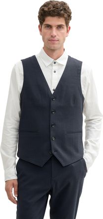Tom Tailor Herren Dobby Anzugsweste mit Stretch-Anteil, 36780 - Navy Blue Structure, 52
