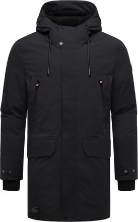 Stone Harbor Herren warmer Wintermantel lang Winterparka mit Fleece-Innenfutter, zahlreichen Taschen innen und außen und großer Kapuze Kitraan XX Black Gr. XXL