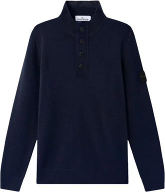 Stone Island Strickpullover mit halbem Rei&szlig;verschluss - - Knitwear - Herren - Blau - XL