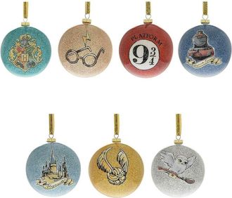Widdop and Co Widdop Harry Potter Charms Glitter Hanging Tree Baubles (Set of 7) with Gift Box - Hogwarts Hedwig