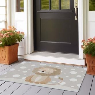 Generic Beige Lavable en Machine Tapis Salon Dessin anim&eacute; lionceau Animal, 140 x 200 cm Doux Tapis de Sol Pelucheux Dessous Antid&eacute;rapant, Entree Interieur Cha