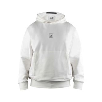 C.P. Company C.p. Company, Homme, Sweatshirts et sweats &agrave; capuche, Blanc, Taille: 2XL Logo-print Stretch-cotton Sweat &agrave; capuche